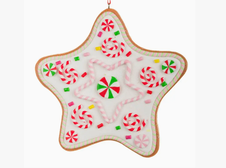 White Glittery Candy Cane Star Ornament – Basketique