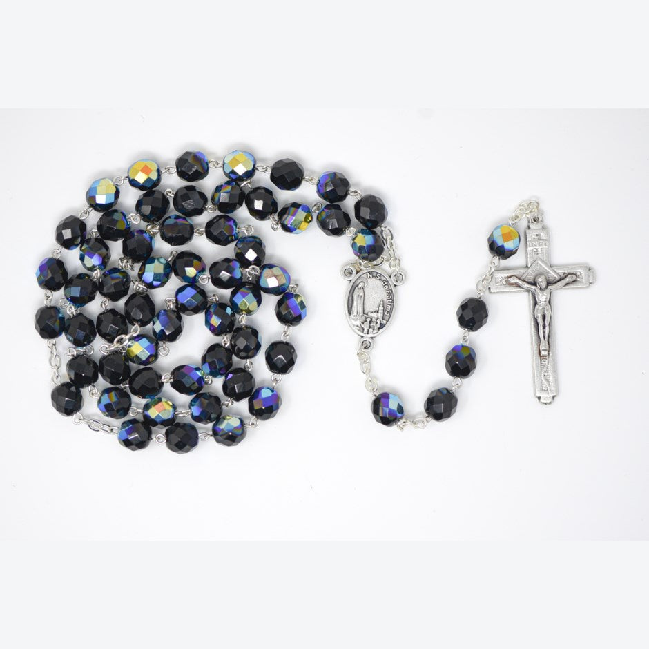 8mm Jet Crystal Bead Fatima Rosary Boxed – Basketique